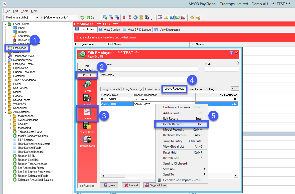 How to remove leave from an open pay sequence requested through ESS